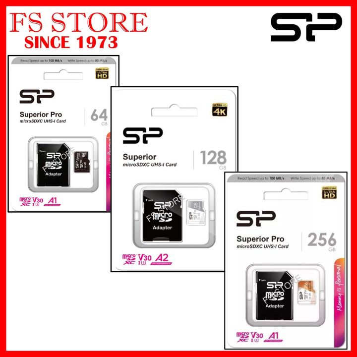 SP SILICON MICRO SD CARD V30 SERIES 100MB/S 64GB/ 128GB /256GB | Lazada