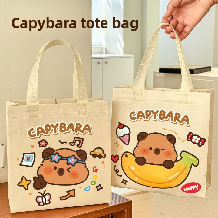 QINJUE Reuse Capybara Tote Bag Non-woven Portable Packaging Bags Cute ...