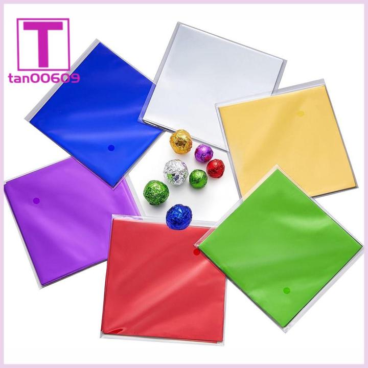 TAN00609 9 Colors Foil Candy Wrappers 10x10cm Square Candy Wrapping ...
