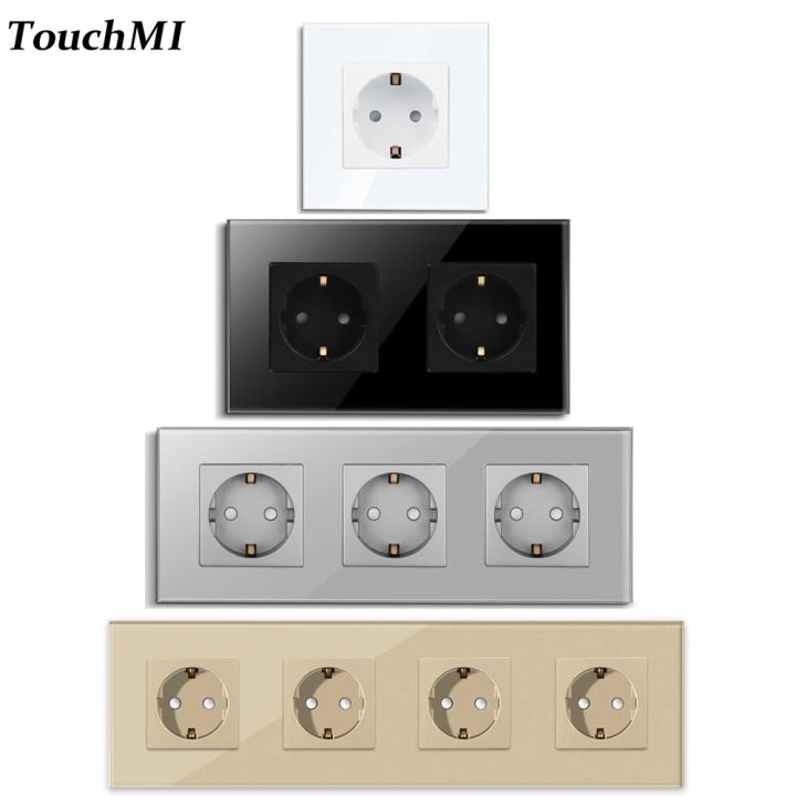 EU Standard Wall Socket Double Electrical Sockets Triple Power Outlet ...