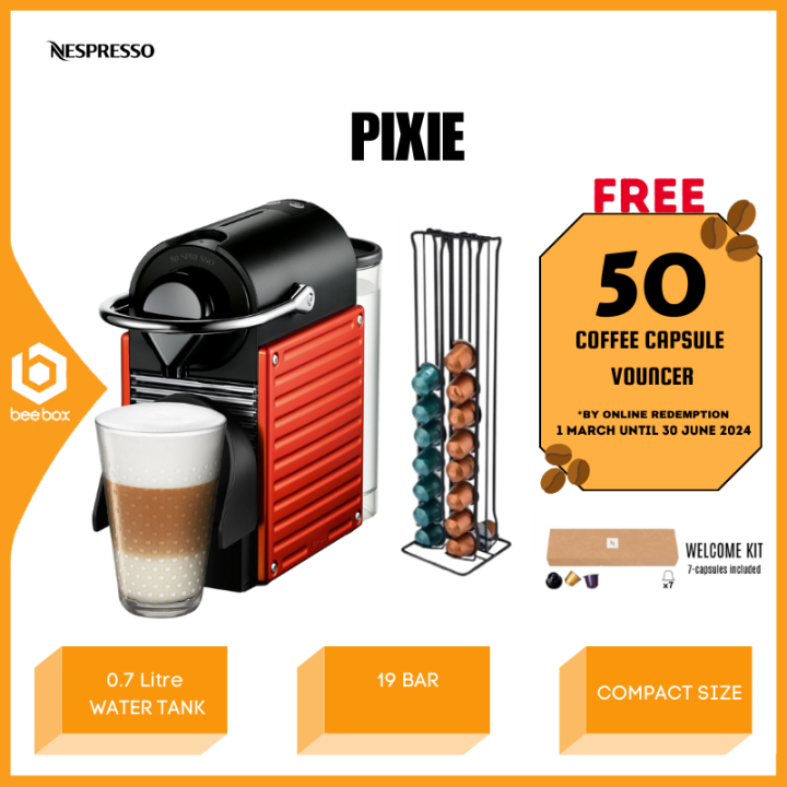 Nespresso C61-ME-RE-NE Pixie Electric Capsule Pos Coffee Machines Red - C61MERENE [Free Capsule ...