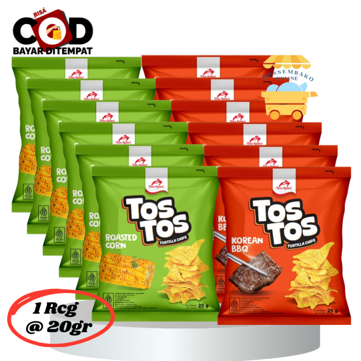 Tos Tos Tortilla Chips Renceng 10 X 20gr Dua Kelinci Tostos Korean Bbq Roasted Corn Nacho Cheese ...