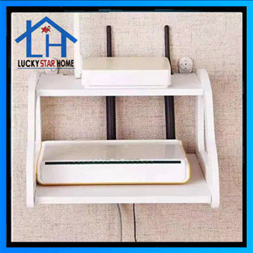 Storage Rack Display Holder Double Floating Wall Mount Shelf Wood Desk ...