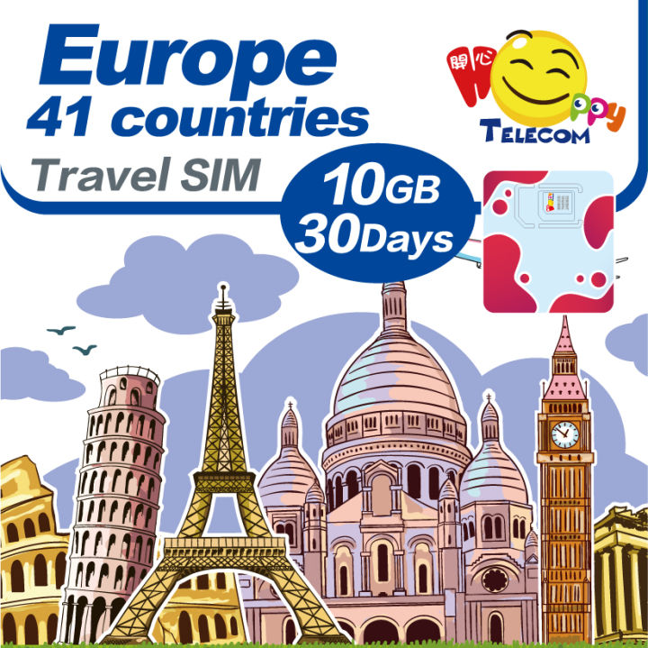 Happy Europe 41 Countries Sim - 30 Days Unlimited Data Travel Sim ...
