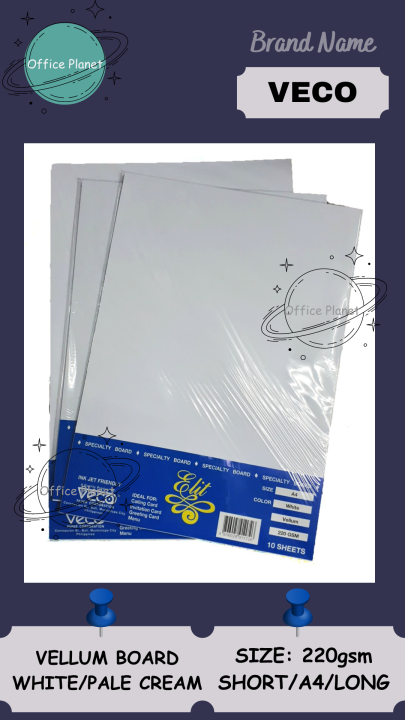 Veco Elit Vellum White 220GSM 10Sheets Per Pack | Lazada PH