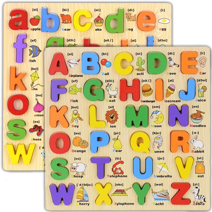 Wooden Alphabet English Letters Jigsaw Puzzle Children Kids Educational ...