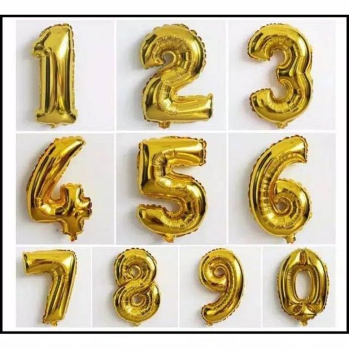 BALON ANGKA GOLD 40CM / BALON FOIL ANGKA 40CM | Lazada Indonesia