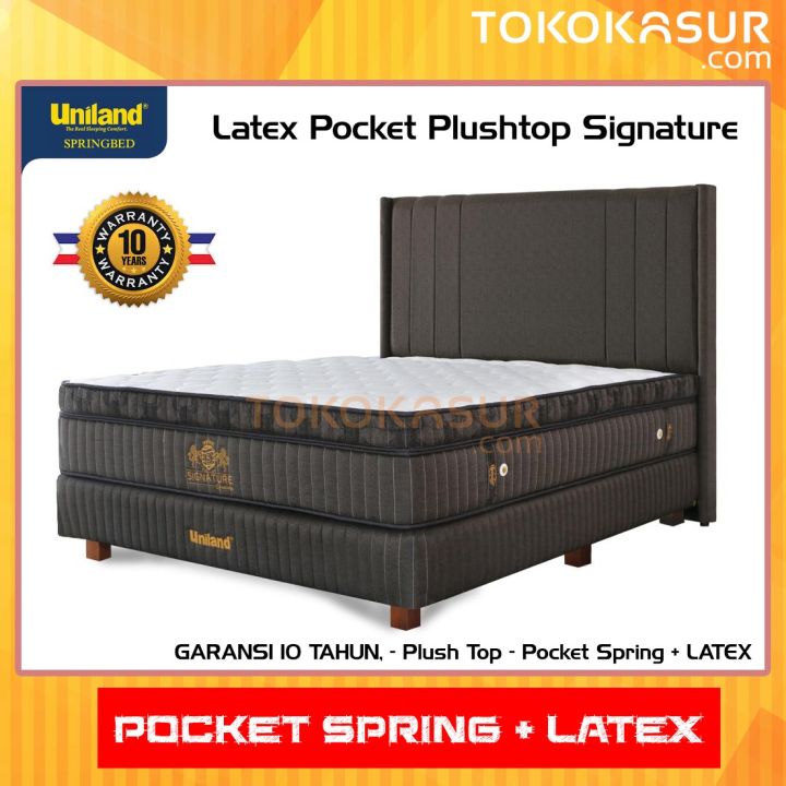 Spring Bed Uniland Latex Pocket Plush Top Signature 160x200 set ...