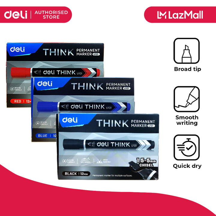 Deli U101 Permanent Marker Broad 12pcs/box | Lazada PH