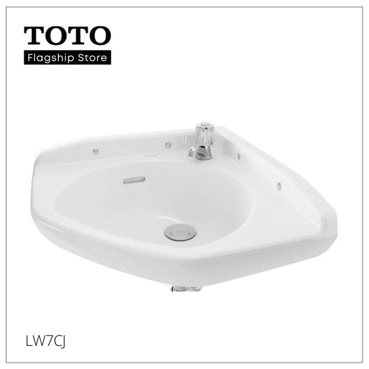 TOTO LW7CJ Corner Wall Hung Basin only (1 Tap-Hole),c/w LFITA4NAY ...