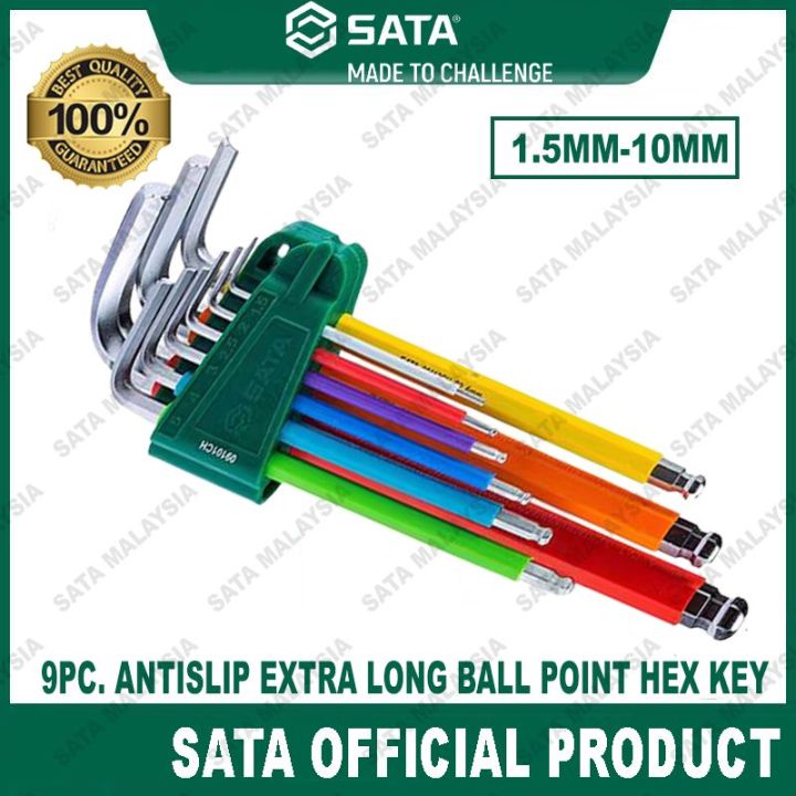 SATA Colour Series Extra Long Ball Point Hex Key Set/Allen Key Set ...