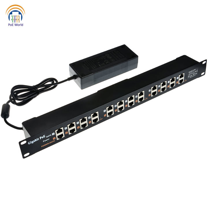 PoE World GPOE-12-48V120W 12-Port Gigabit Passive Rack Mount PoE ...