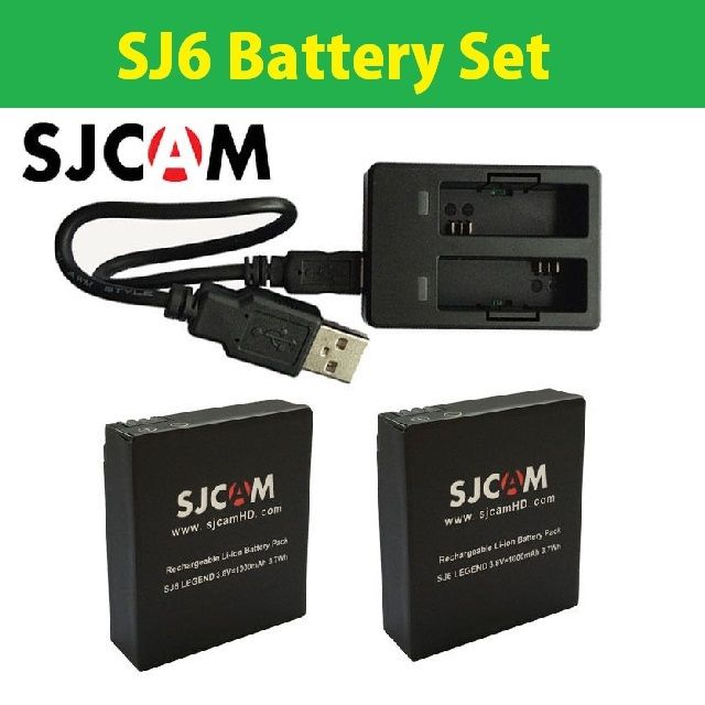 🔋 SJCAM SJ6 Legend 1000mAh Rechargable Battery Set (2 Battery+ 1 Dual ...