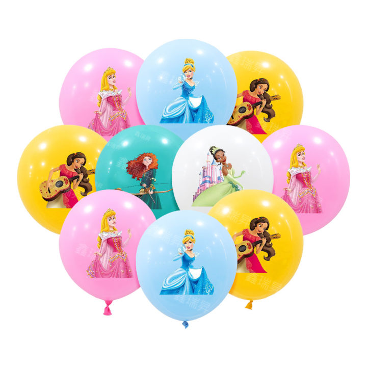 10pcs Disney Princess Theme Birthday Decorations Cartoon Latex Balloons ...