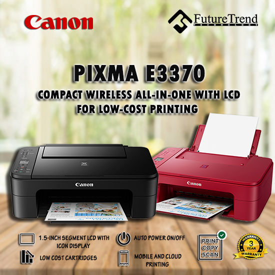 Canon E3370 Pixma 3 in1 (Print,Scan,Copy) Wireless Printer | Lazada