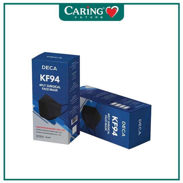 DECA KF94 4PLY SURGICAL DISPOSABLE ADULT FACE BLACK 20S | Lazada