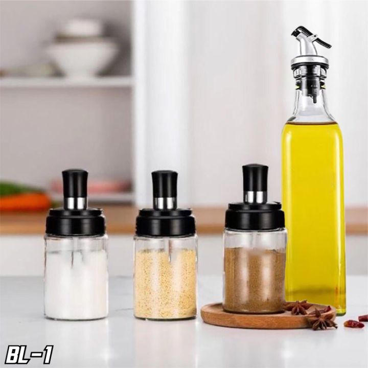 Botol Bumbu Dapur Kaca 1 Set Tempat Minyak Kaca / Toples Kaca Garam ...