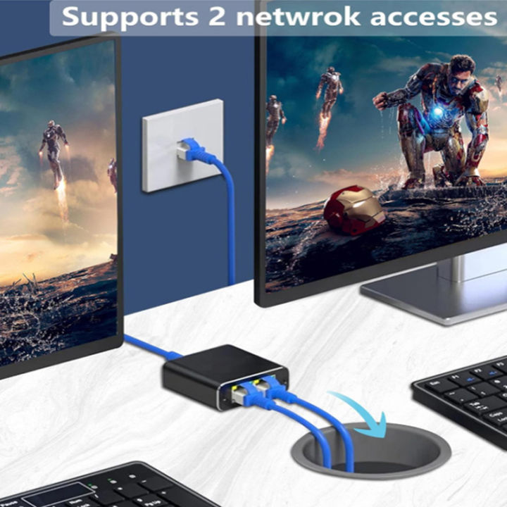 Rj45 Splitter 1 To 2 Gigabit Ethernet Adapter Internet Network Cable ...