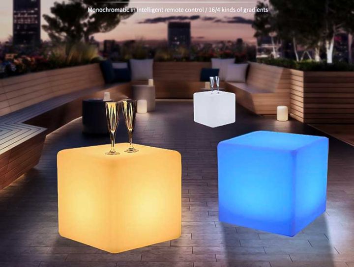 PE Plastic LED Cube Light RGB Garden Decoration LED Furniture ...