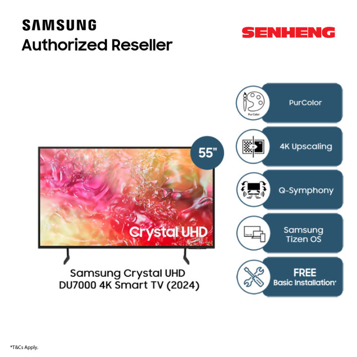 Samsung 55/65/75 inch Crystal UHD DU7000 4K Smart TV (2024) | Crystal Processor 4K, 4K Upscaling ...