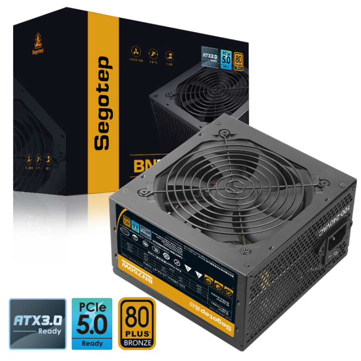 Segotep BN750W Non-Modular 80 Plus Bronze Power Supply (ATX 3.0, PCIE 5 ...
