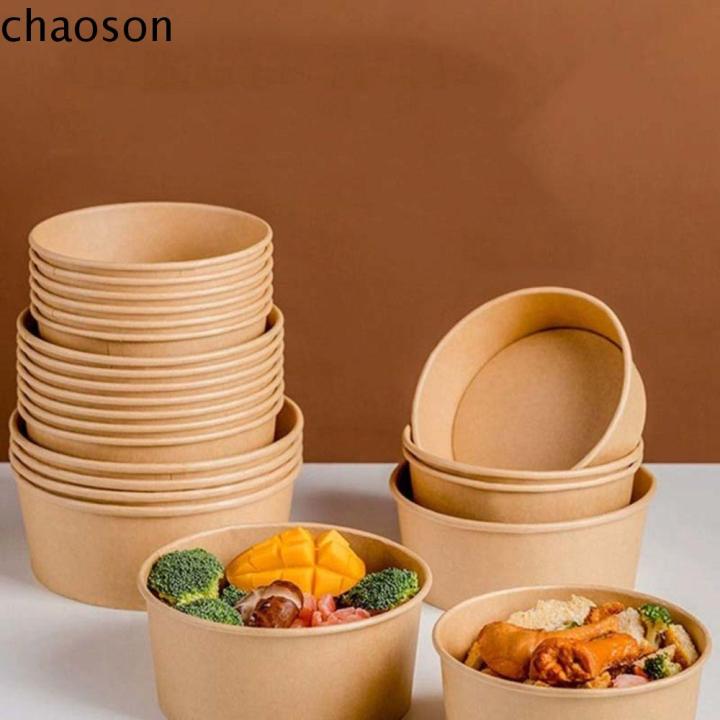 CHAOSON 50pcs With Transparent Lid Disposable Salad Bowl Kraft Paper ...