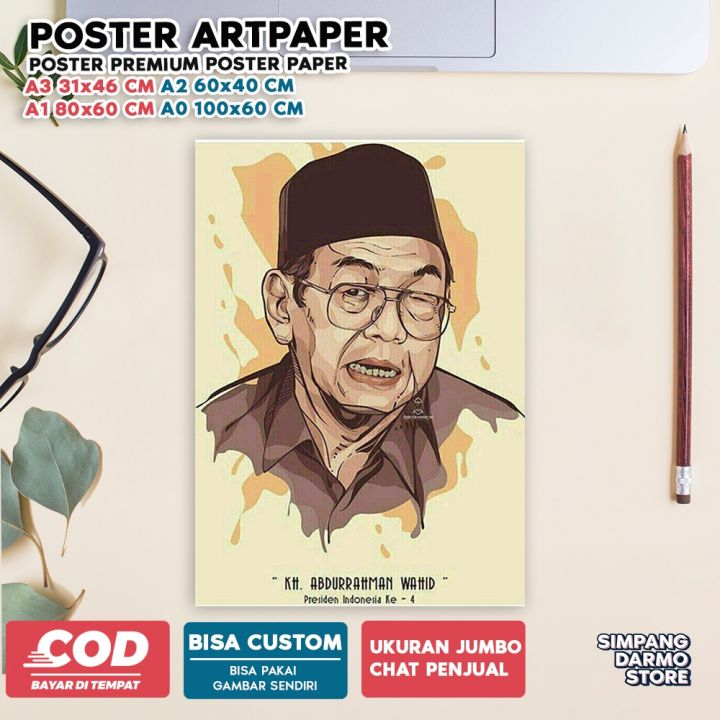 Poster Gus Dur Toko Inspirasi Ulama NU Presiden Ke 3 Hiasan Dinding ...