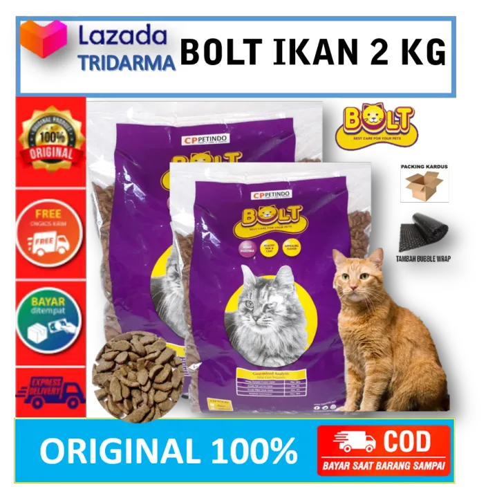 (Darma) 2 PCS Makanan Kucing BOLT IKAN Cat Food Repack 1kg | Lazada ...