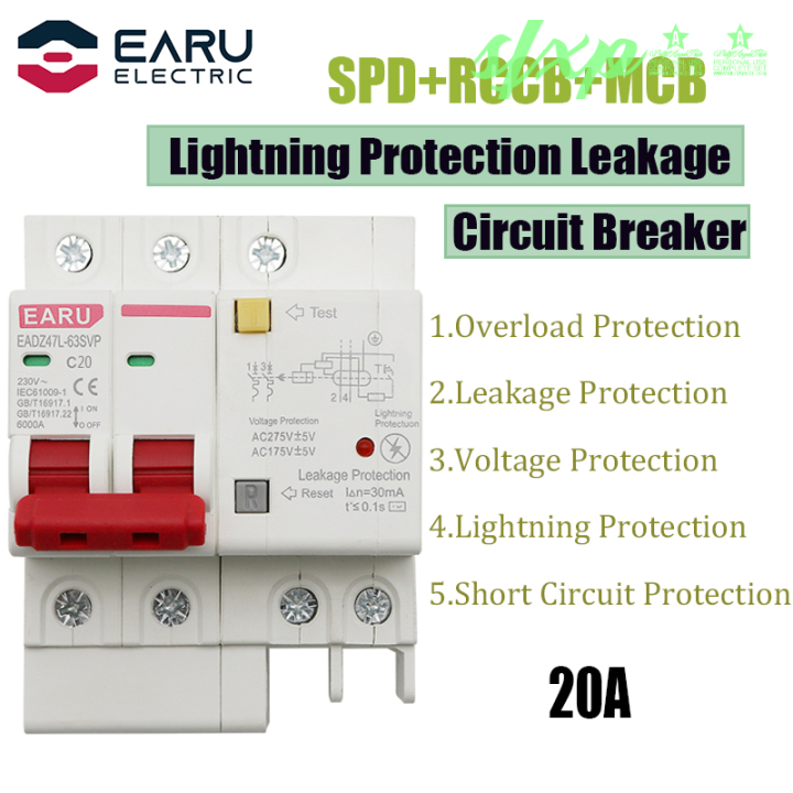 [Hot S] 20A 2P SPD Residual Current Circuit Breaker With Overload ...