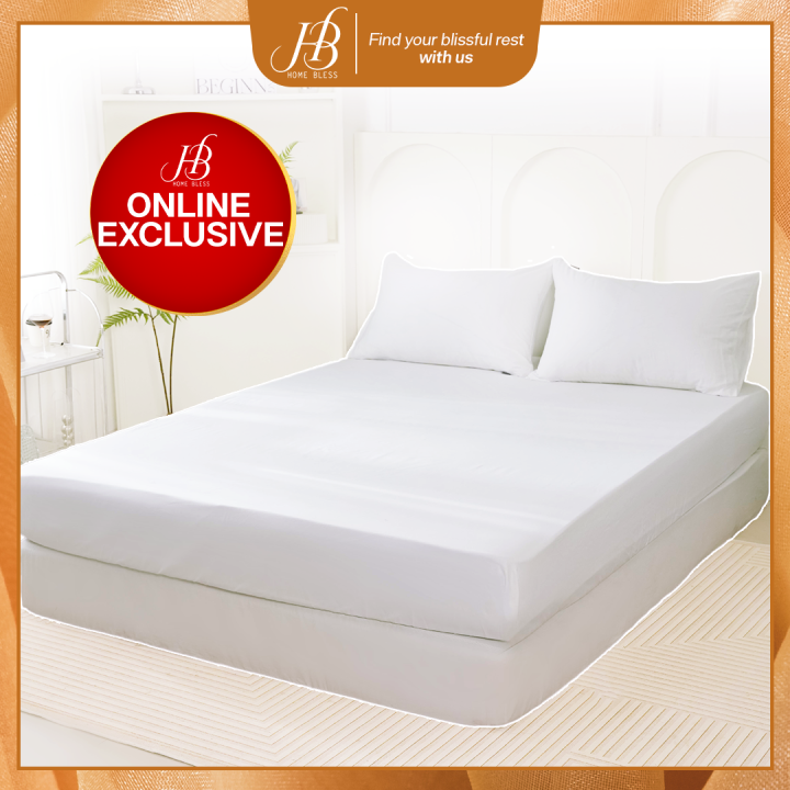 Home Bless 3 in 1 High Quality Pure Cotton Solid White Color Bed Sheet ...