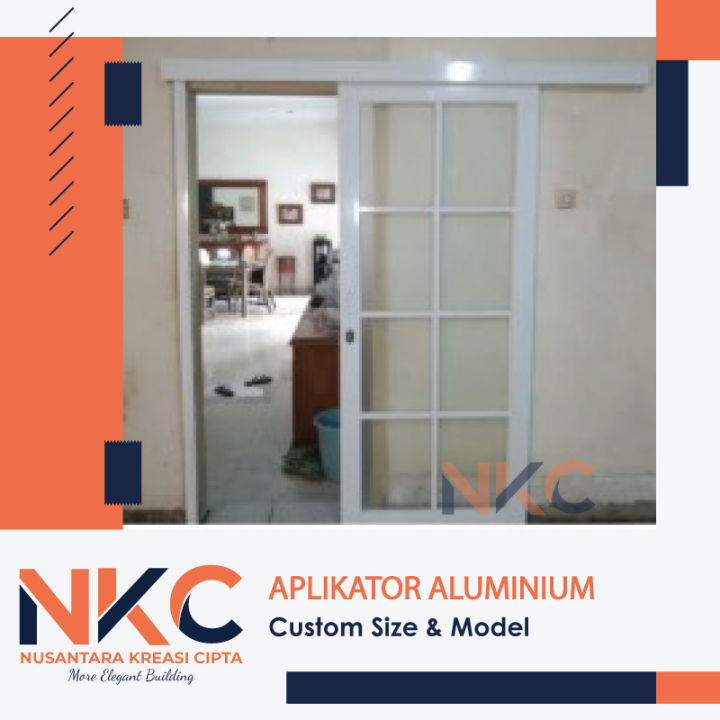 PINTU KACA SLIDING GESER ORNAMEN ALUMINIUM L80XT200 CUSTOM UKURAN DAN ...