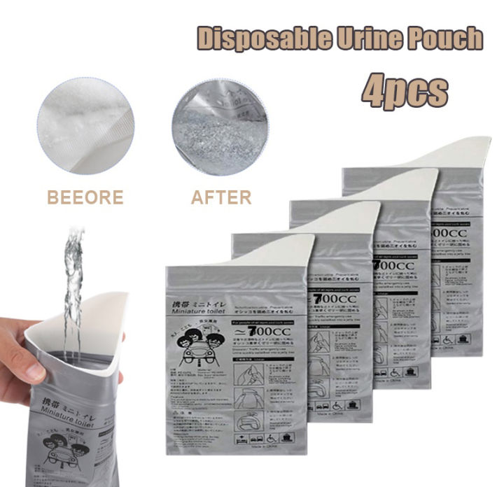 4PC 700ML Emergency Pee Bag Portable Disposable Car Urine Vomit Unisex ...