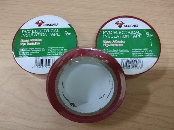 Isolasi Listrik / Lem listrik Isolasi GONGNIU Kecil 9 Meter 18mm Merah ...