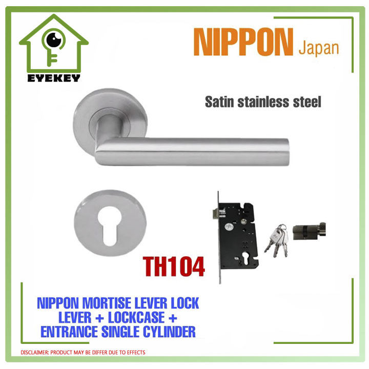 NIPPON MORTISE LEVER ENTRANCE LOCKSET TH104 SATIN STAINLESS LEVER ...