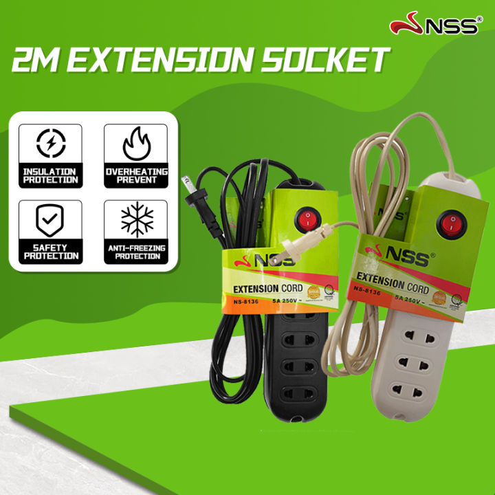 Nss 6 gang extension cord with power button power strip with on/off ...
