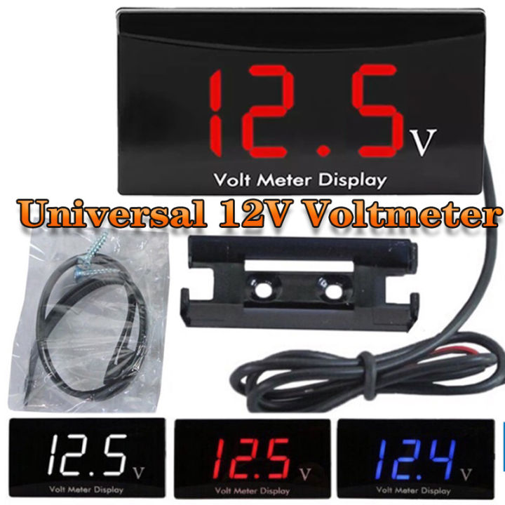 Stcok 12V Universal Waterproof Digital Voltmeter Red/Blue/White for all ...