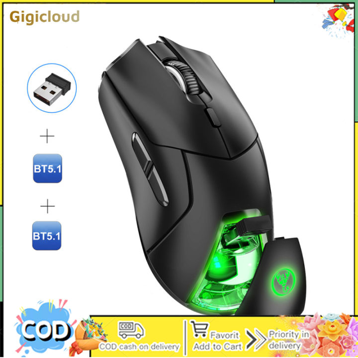 Wireless Gaming Silent Mouse Tri-Mode Ergonomic Mouse With 7 Buttons ...