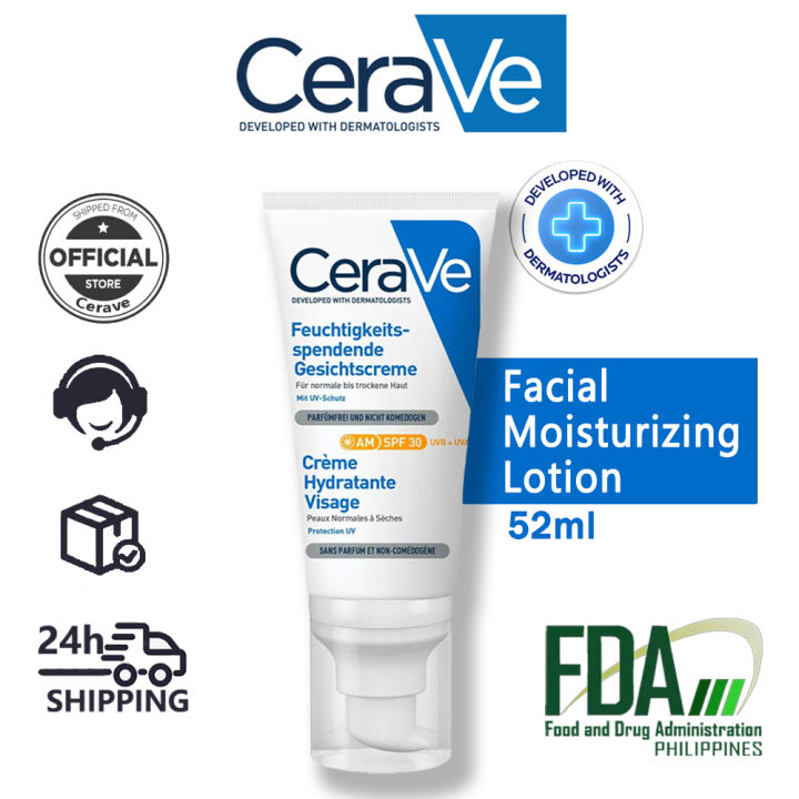 CeraVe AM Facial Moisturizer with broad spectrum SPF 30 sunscreen 52ml For All Skin Types ...