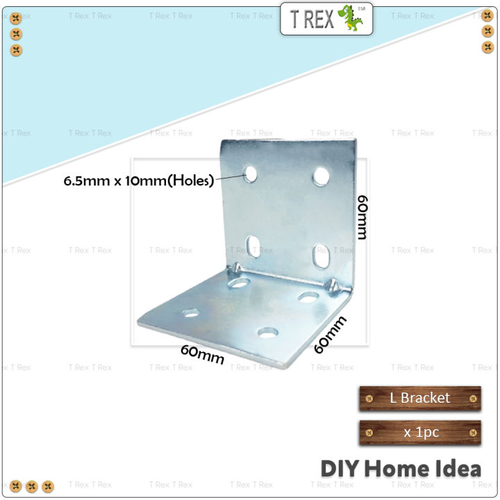 T Rex DIY 60mm x 60mm x 60mm Furniture Angle Bracket / L Bracket ...
