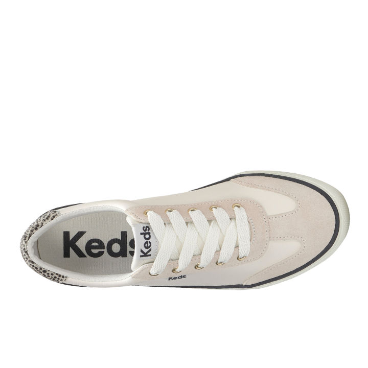 Women's Jump Kick T-Toe Leather/Suede Hair Calf Heel Sneaker Snow White ...