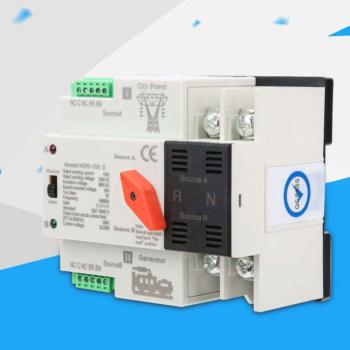 W2R-100 Dual Power Automatic Transfer Switch 2P 100A 50Hz Power ...
