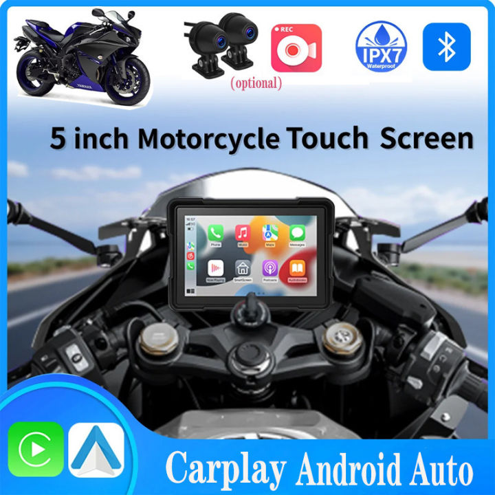 5 inch Motorcycle Touch Screen Monitor Wireless Apple Carplay Android ...