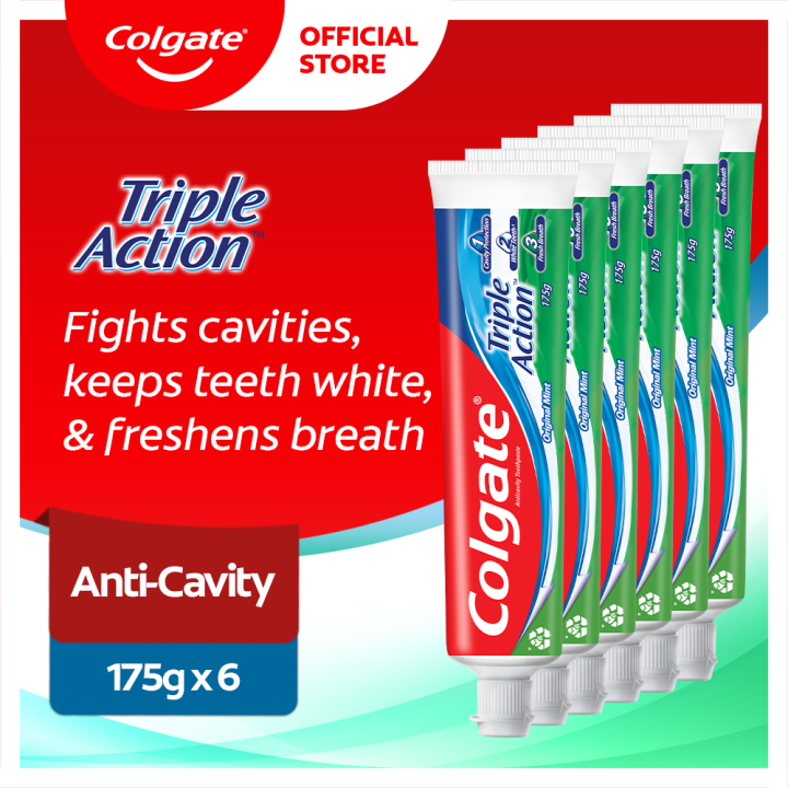 Colgate Triple Action Anti-Cavity Family Toothpaste 175g Pack of 6 ...