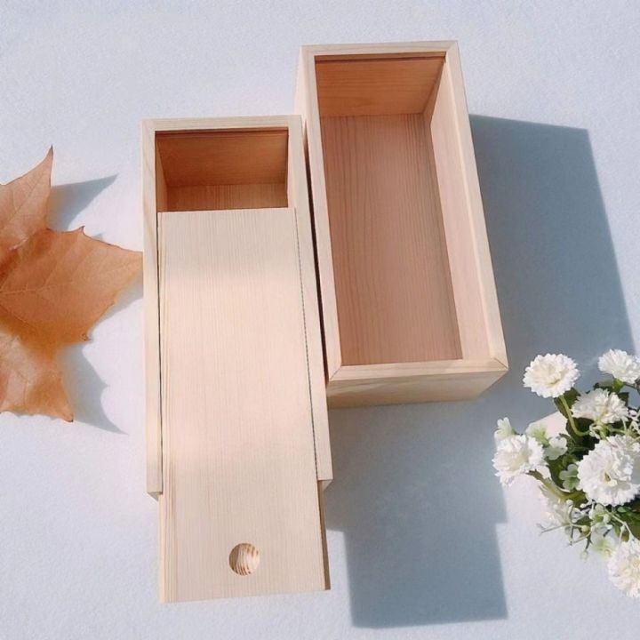 WENTIVV Blank Pine Pull-out Box Natural Case Slid Top Sliding Cover ...