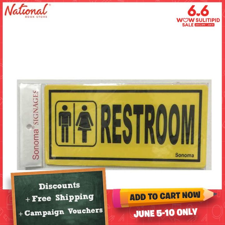Sonoma Signage 4X8 Inches Yellow Restroom - Office - Business ...