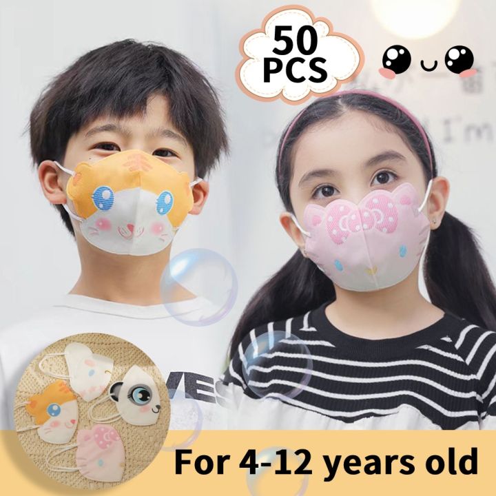 Hourser 50Pcs 3d face mask hello-kitty breathable cartoon mask for kids ...