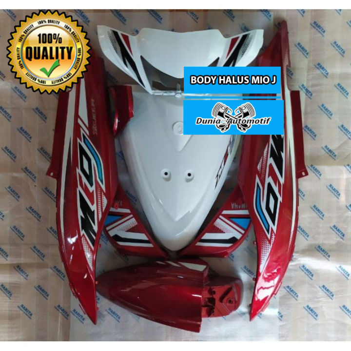 Full Cover Body Halus Yamaha Mio J Merah Putih plus Striping | Lazada ...