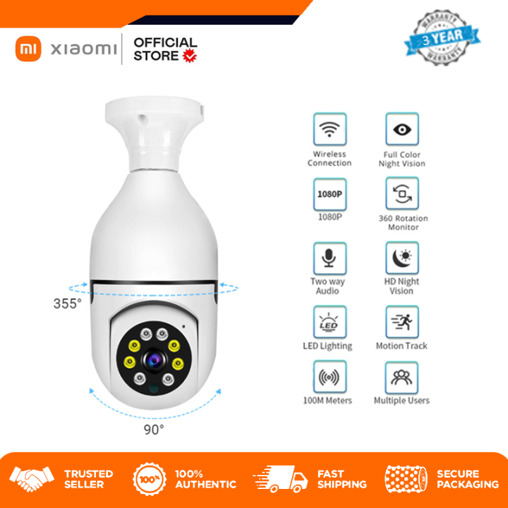 Xiaomi 1080P CCTV Bulb Camera 360° Rotate Auto Tracking Smart Camera HD ...