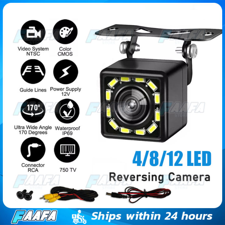 170° Wide Angle Car Backup Camera 8 LED Light Night Vision Reversing ...