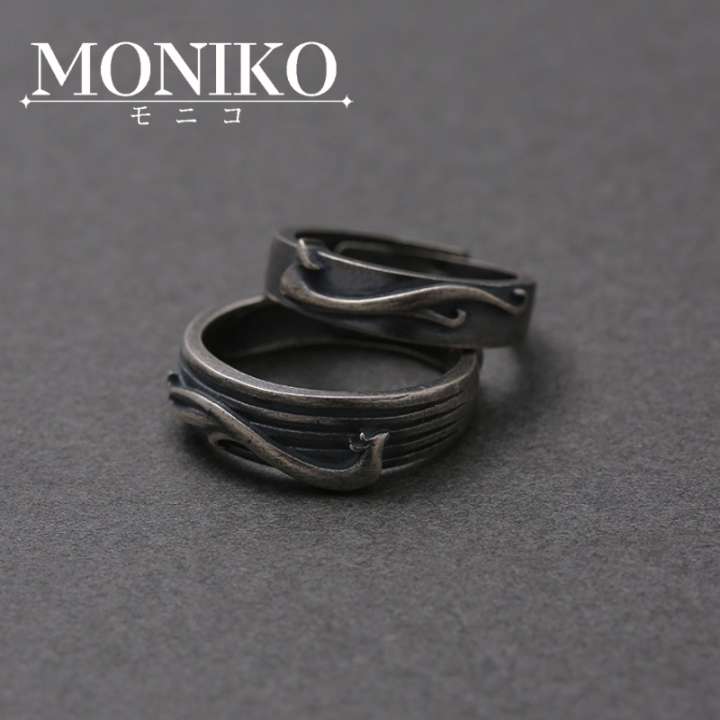 MONIKO Original Design Phoenix Feathers Black Couple Ring For lovers ...
